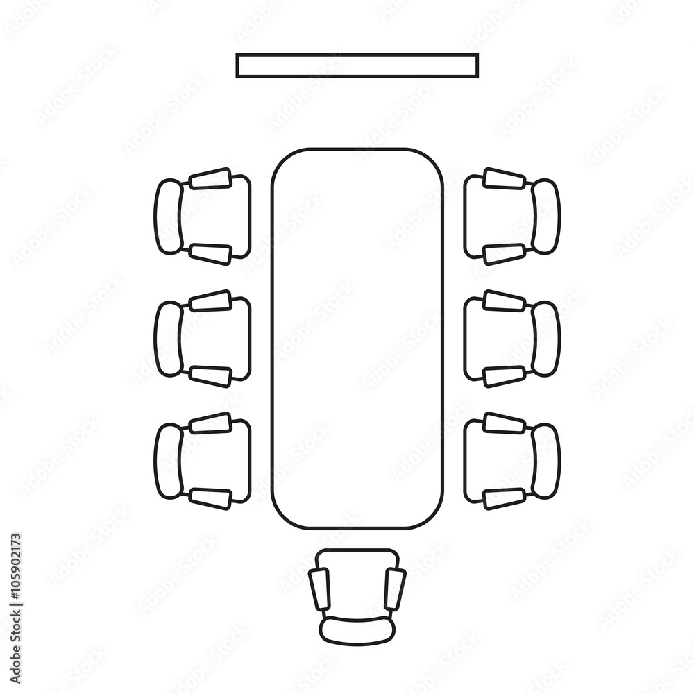 Meeting Room Layout. Conference Boardroom Outline Style. Vector Stock ...