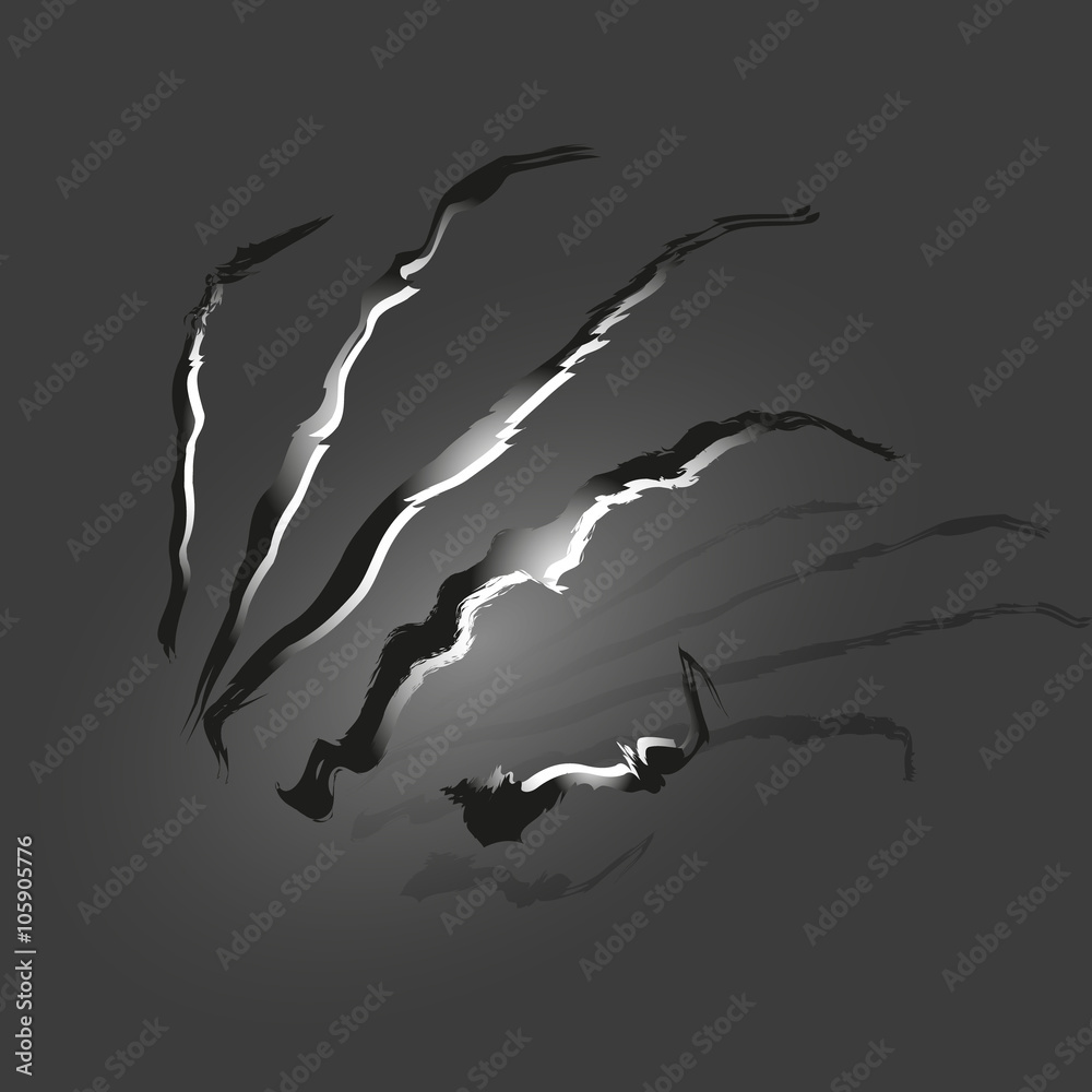 Scratch marks on paws Picture trace of scratches from paws on a dark ...