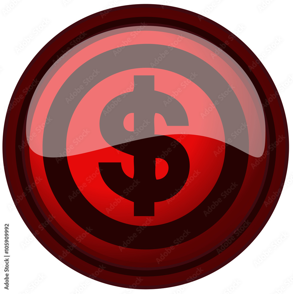 Dollar Sign on a Red Glossy Round Button, Vector Illustration isolated ...
