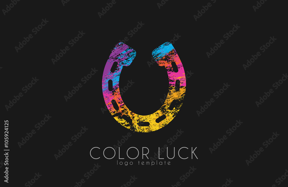 Horseshoe logo design. Luck logo. Creative logo design. Color logo ...