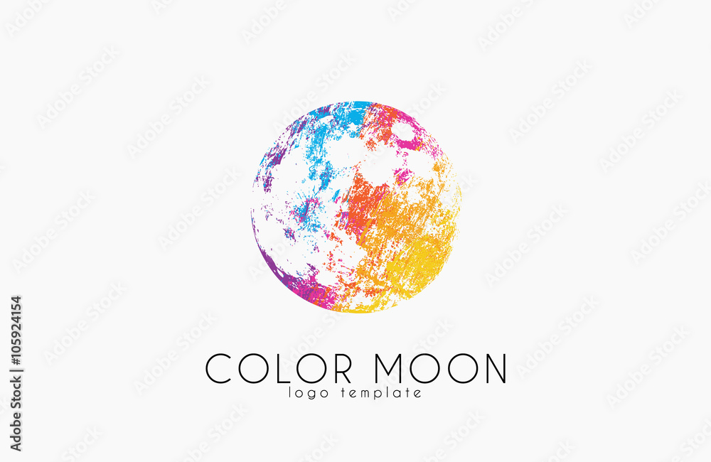 Moon logo design. Color moon. Cosmic logo. Space logo. Creative logo ...