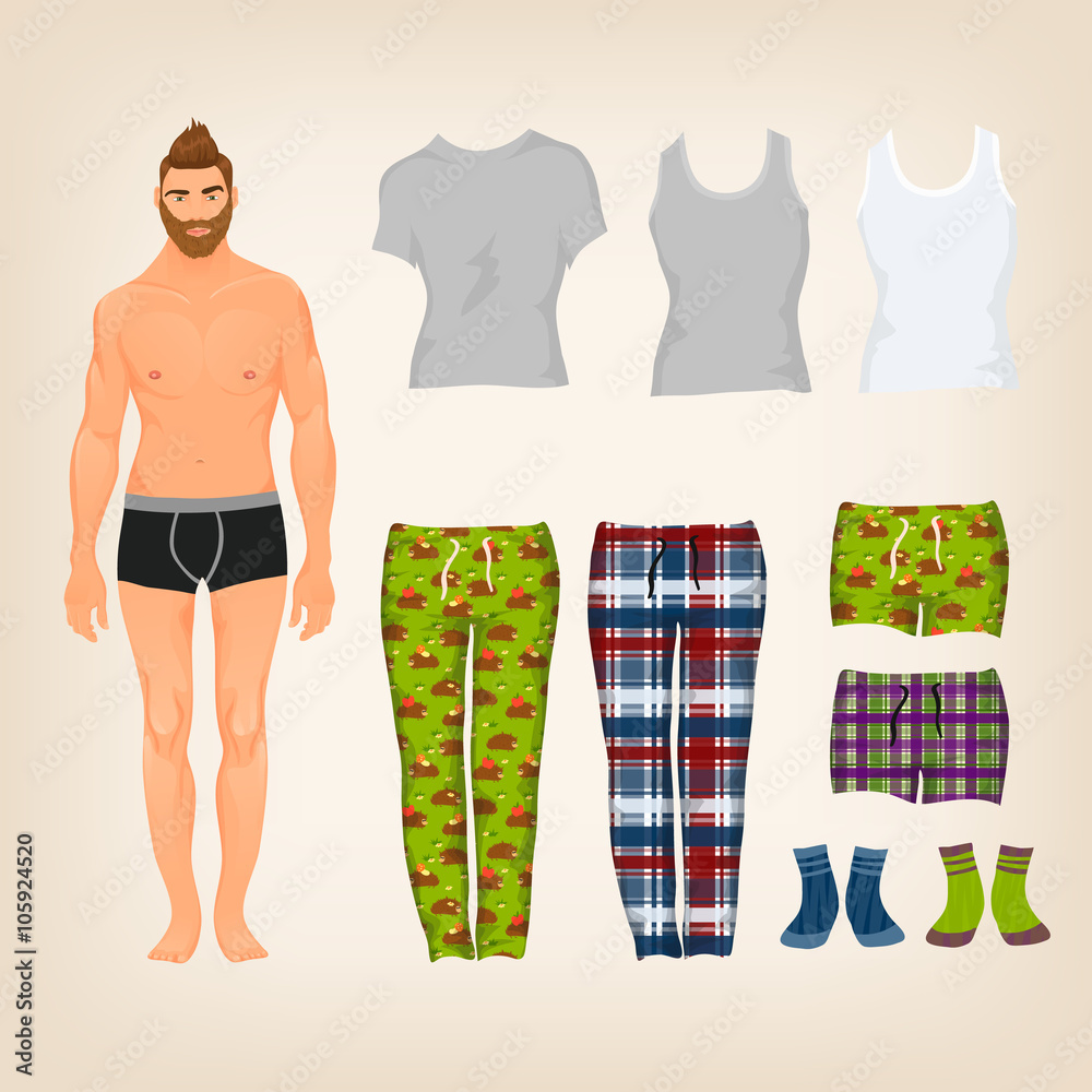 Vector dress up male paper doll with an assortment of freestyle Stock ...