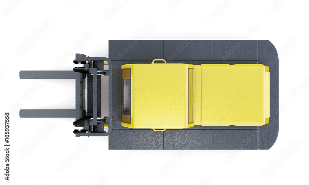Lift truck top view isolated on white background. 3d rendering. Stock ...