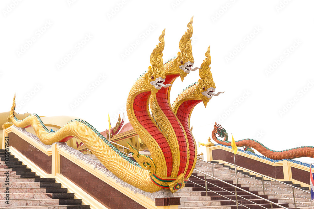 Golden Naga statue, Golden Naga statue, king of Naga, serpent statue On ...