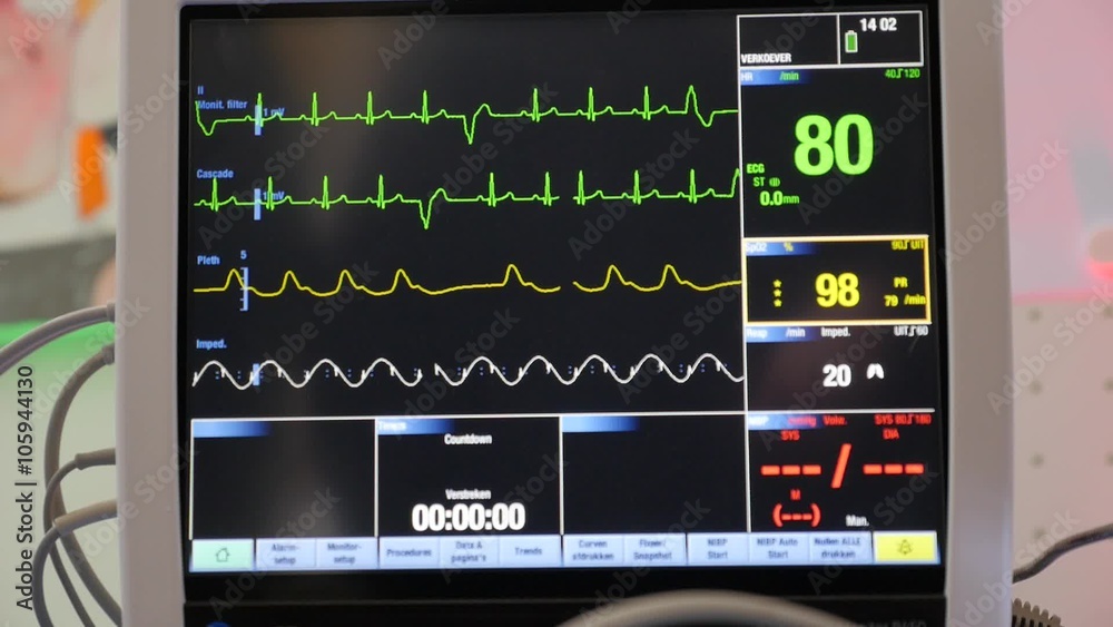Video Stock Heart monitor with curves oxygen saturation blood pressure ...