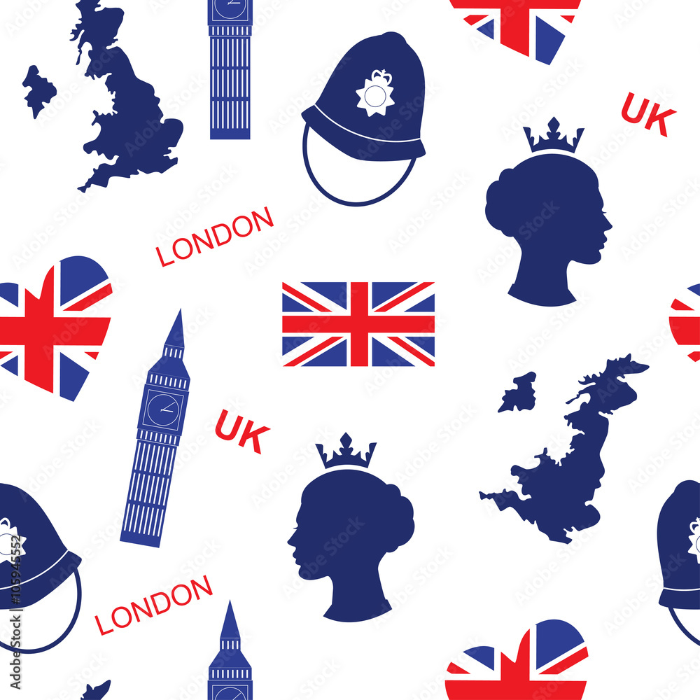 Seamless pattern background with London landmarks and Britain symbols ...