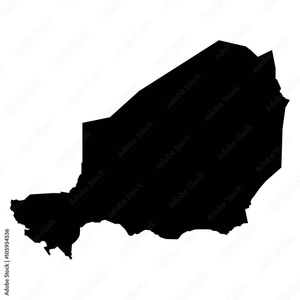 Niger black map on white background vector Stock Vector | Adobe Stock