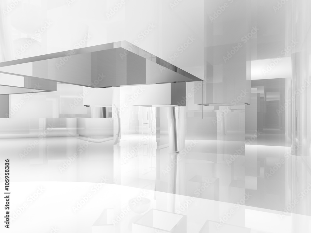 open space, clean room with shapes in 3d, business space, hospit Stock ...