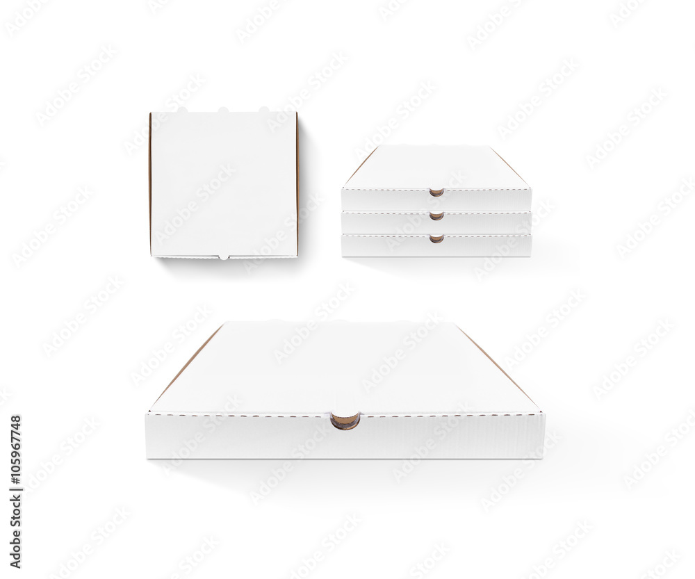 Blank pizza box design mock up set isolated. Carton packaging pizza ...