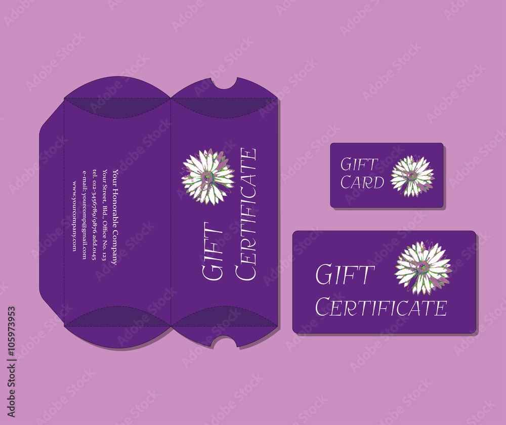 Flat identity mock-up template of Gift Certificate, Gift Card, Gift ...