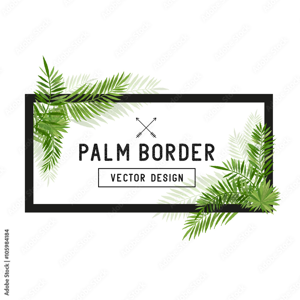 Tropical Palm Leaf Border Vector Stock Vector | Adobe Stock