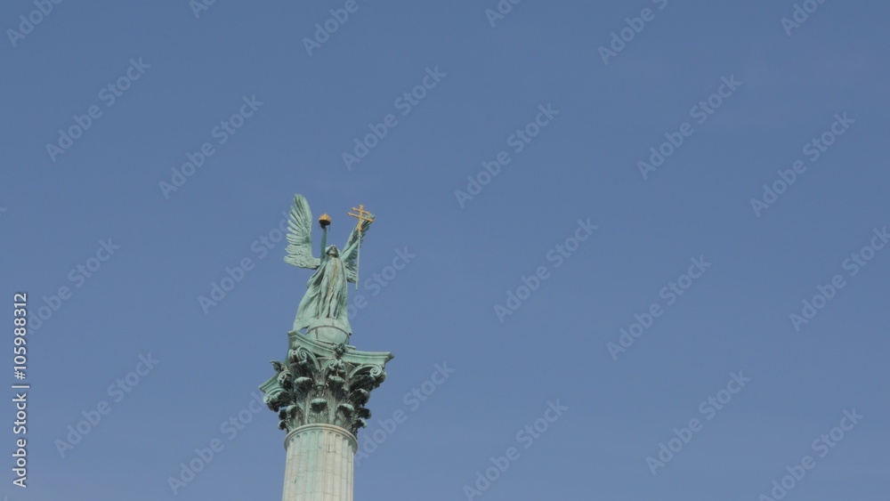 Millennium Monument on Heroes square in the Hungarian capital city ...