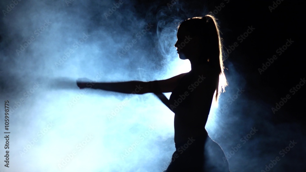 Power karate techniques. Black. Silhouette. Backlight Stock Video ...