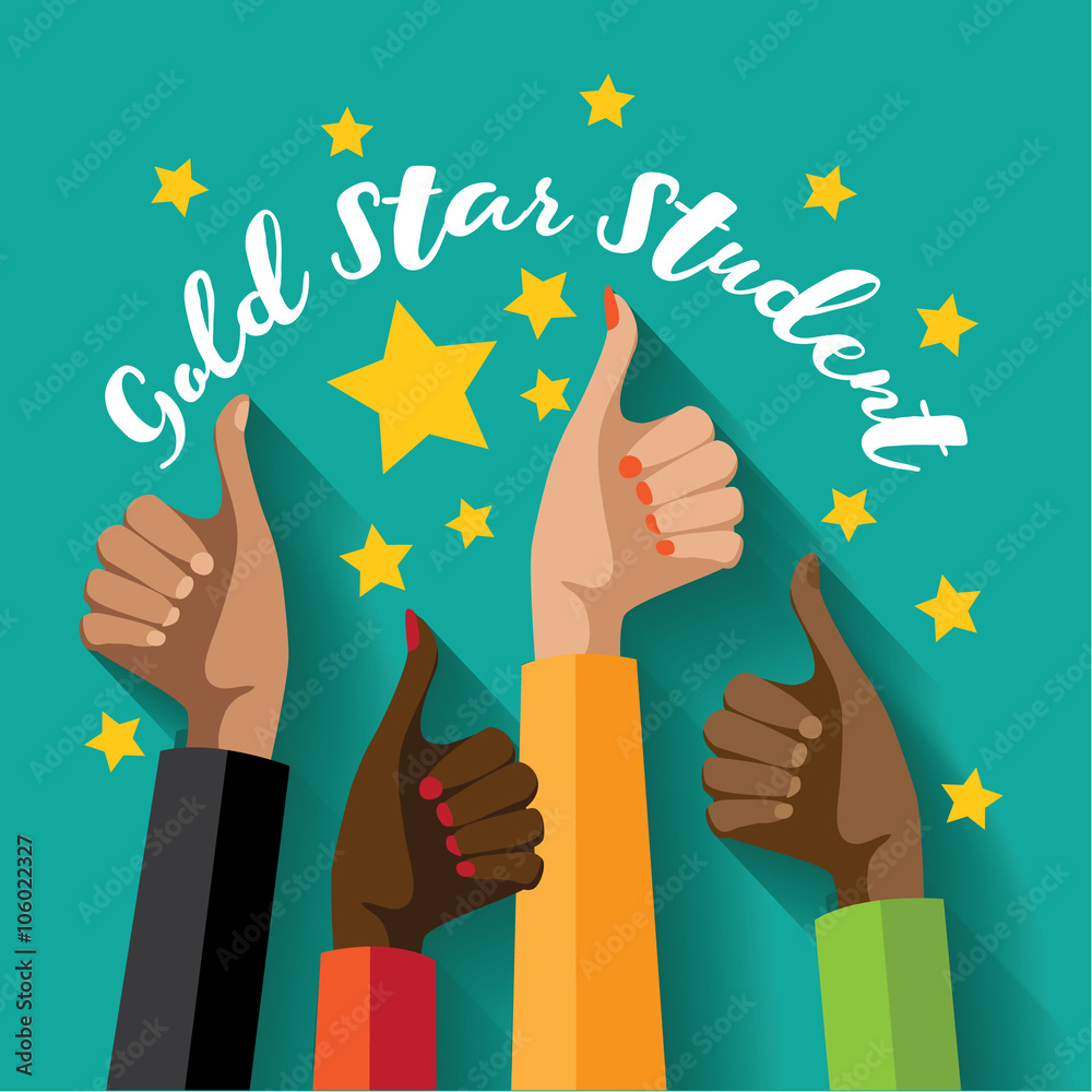 Gold star student thumbs up design. EPS 10 vector Stock Vector | Adobe ...