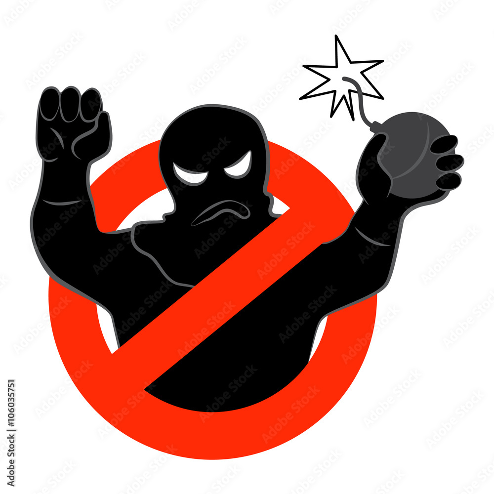 The anti-terrorist campaign icon. Vector illustration of stop terrorism ...