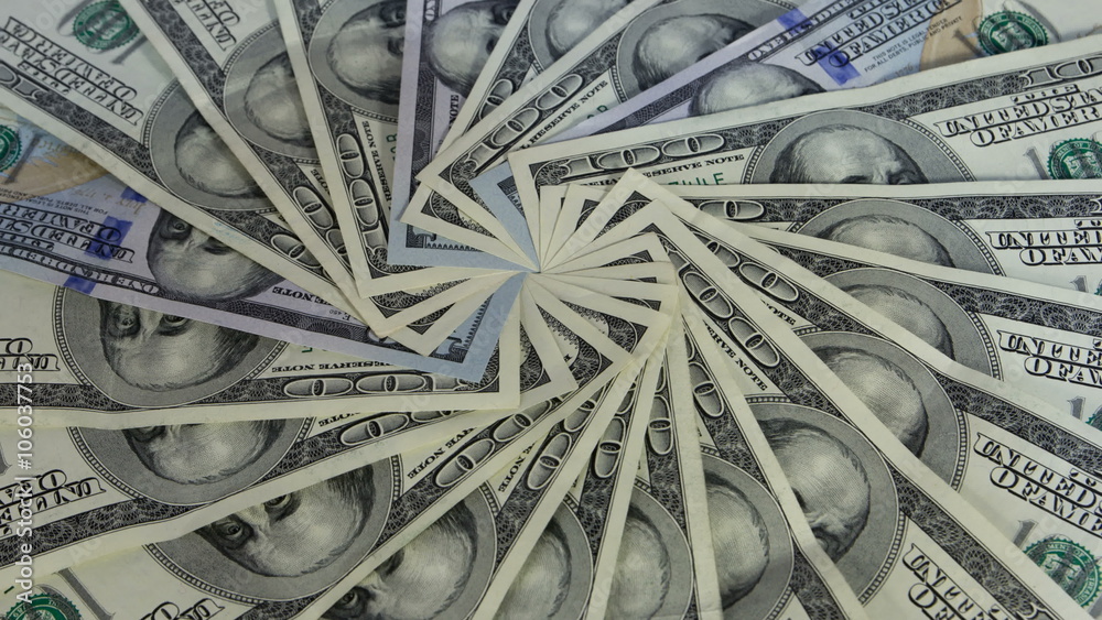 Rotating US dollars banknotes business background. Seamless Looping ...