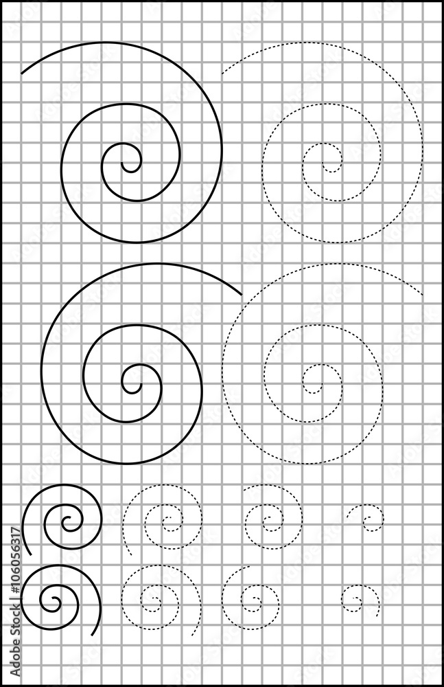 Educational page with exercises for children on a square paper ...