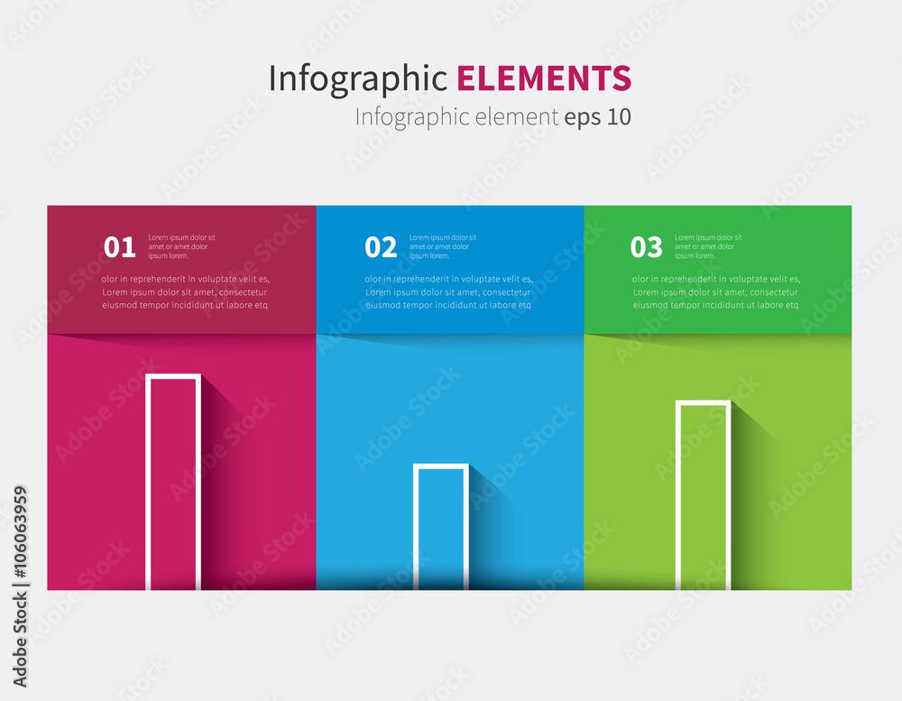vector infographic table with graph / 3 color table with shadow and ...