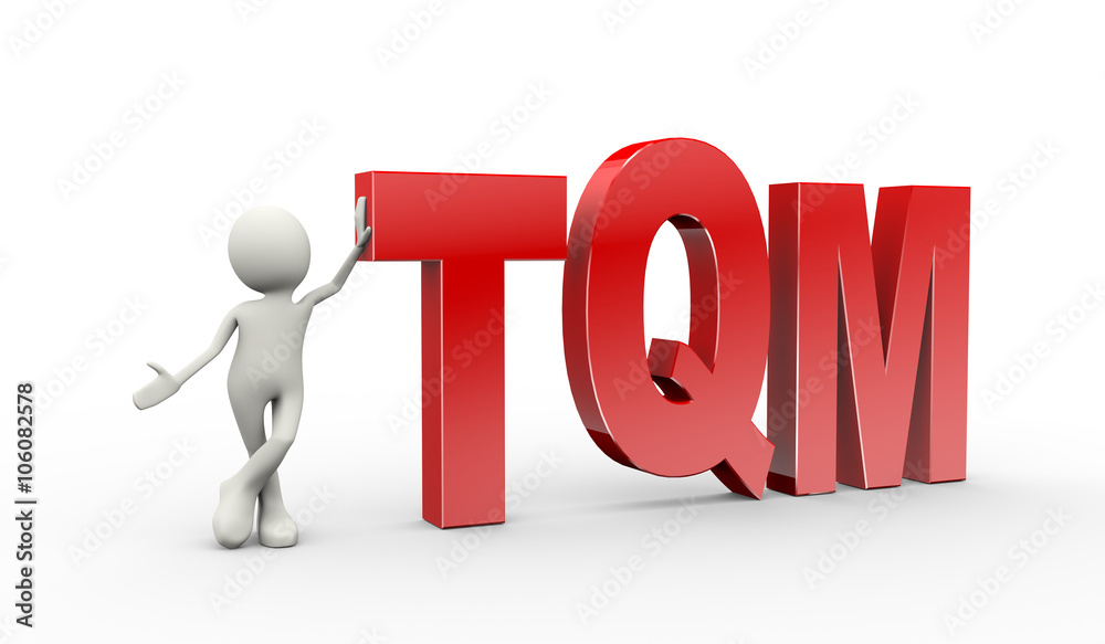 3d person standing with tqm total quality management Stock Illustration ...
