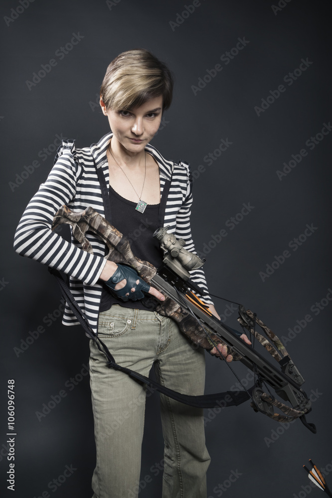Woman Holding Crossbow
