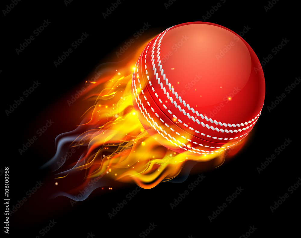 Cricket Ball on Fire Stock Vector | Adobe Stock