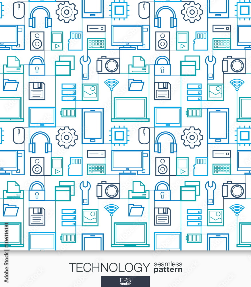 Technology wallpaper. Digital seamless pattern. Tiling textures with ...