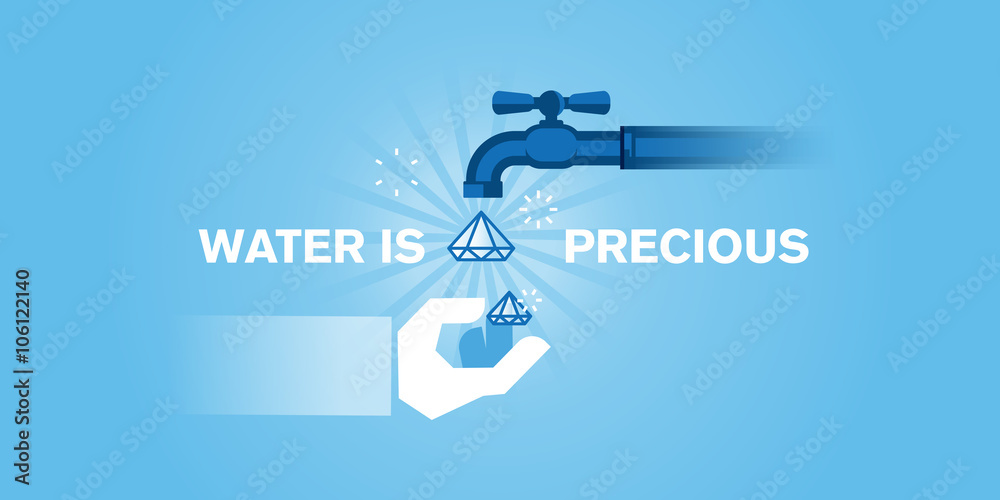 Flat line design website banner of water, water resources, water ...