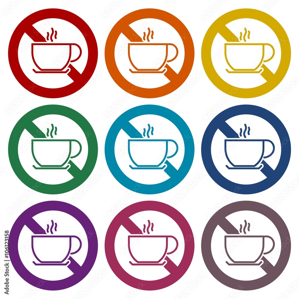 No coffee breaks - No coffee sign icons set Stock Vector | Adobe Stock