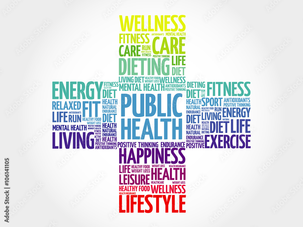 Public Health word cloud, health cross concept background Stock Vector ...