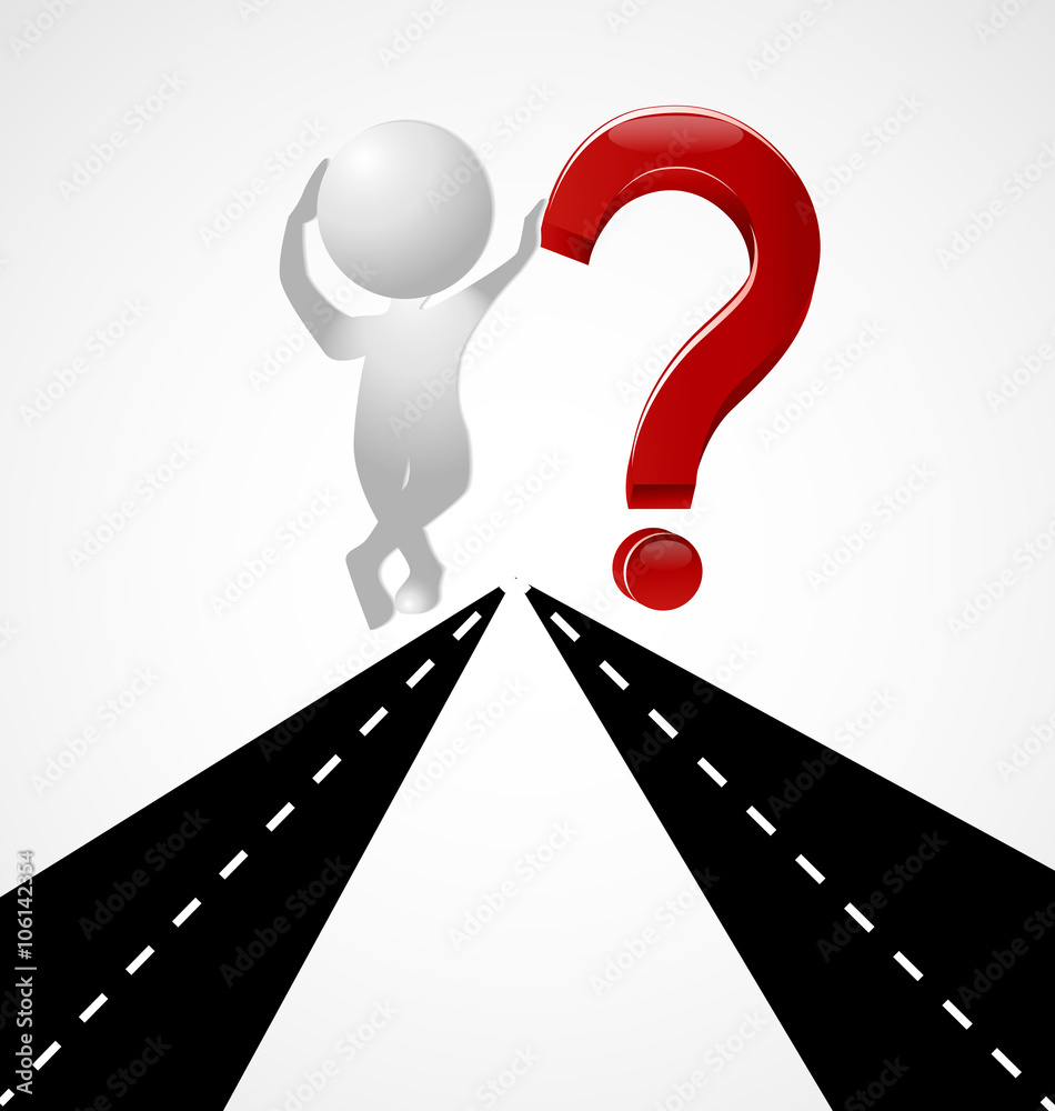 3D man with question mark and road logo vector Stock Vector | Adobe Stock