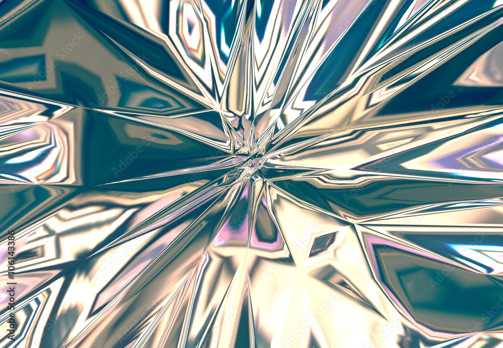 Reflective background surface with vibrant colors and shattered shapes ...