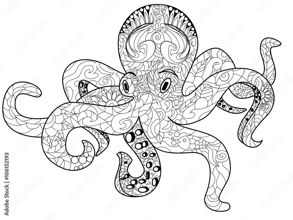 Realistic Octopus Coloring Page