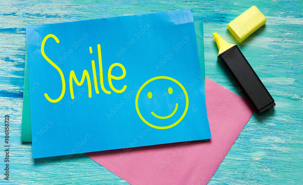 Smile word and smiley Inspirational quote handwritten with black ink ...