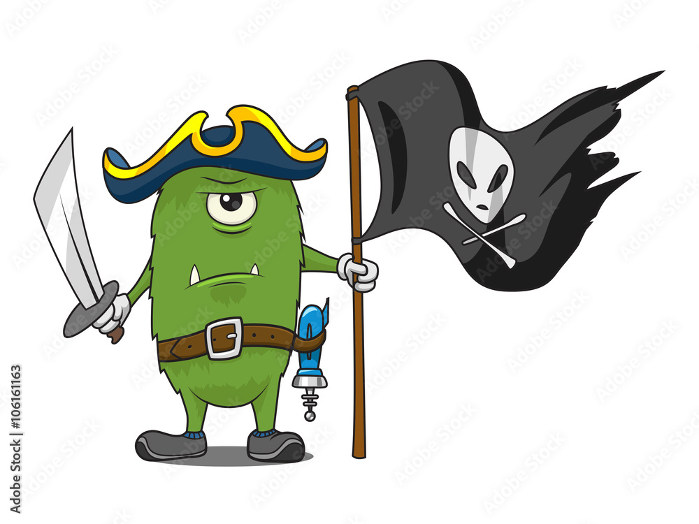 Cartoon space pirate monster vector illustration Stock Vector | Adobe Stock