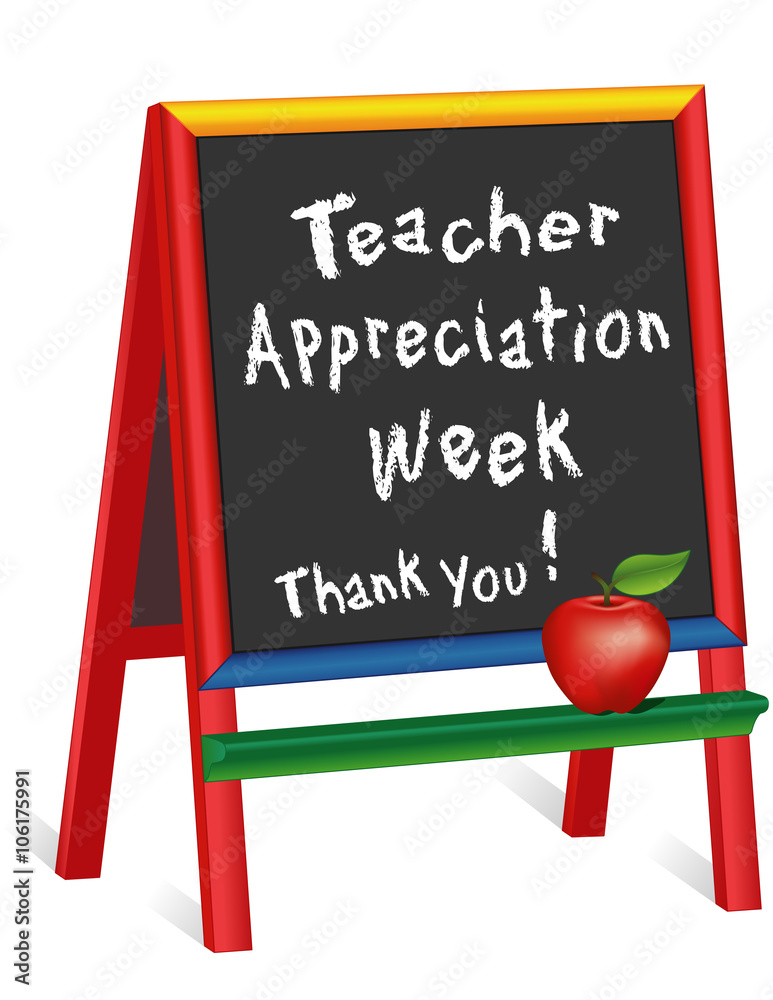 Teacher Appreciation Week sign, American holiday 1st week of May, red ...