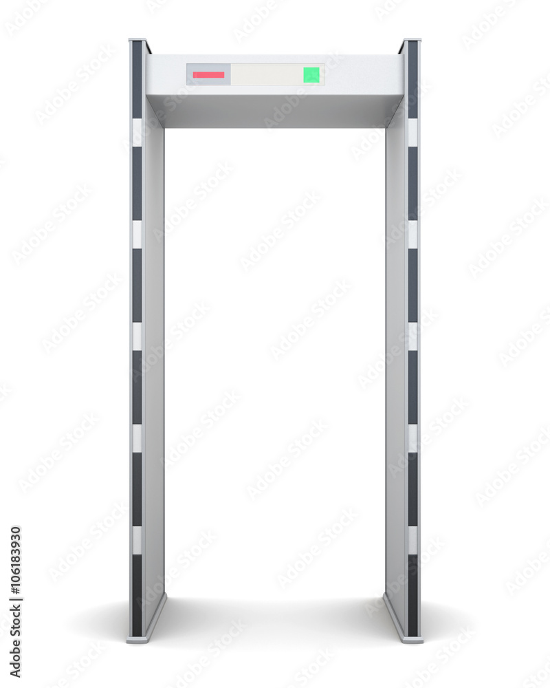 Frame of the metal detector isolated on white background. Front view ...