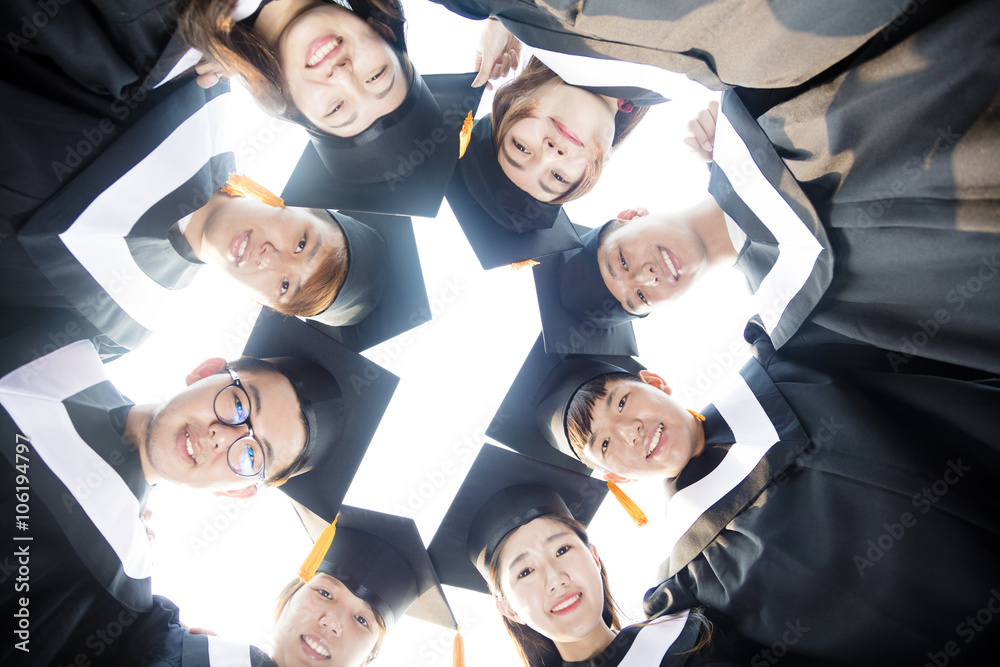 happy graduation students young group around together Stock Photo ...