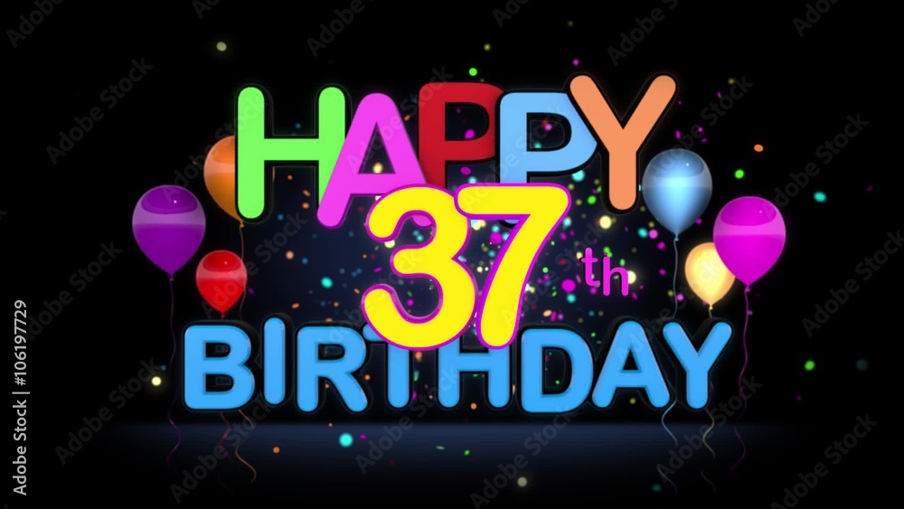 Happy 37th Birthday Title seamless looping Animation for Presentation ...