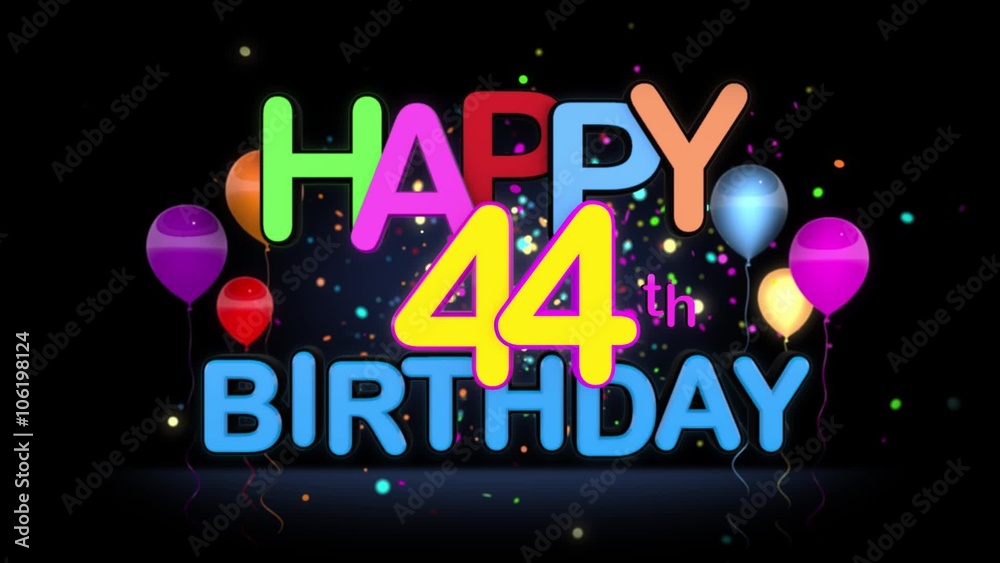 Happy 44th Birthday Title seamless looping Animation for Presentation ...