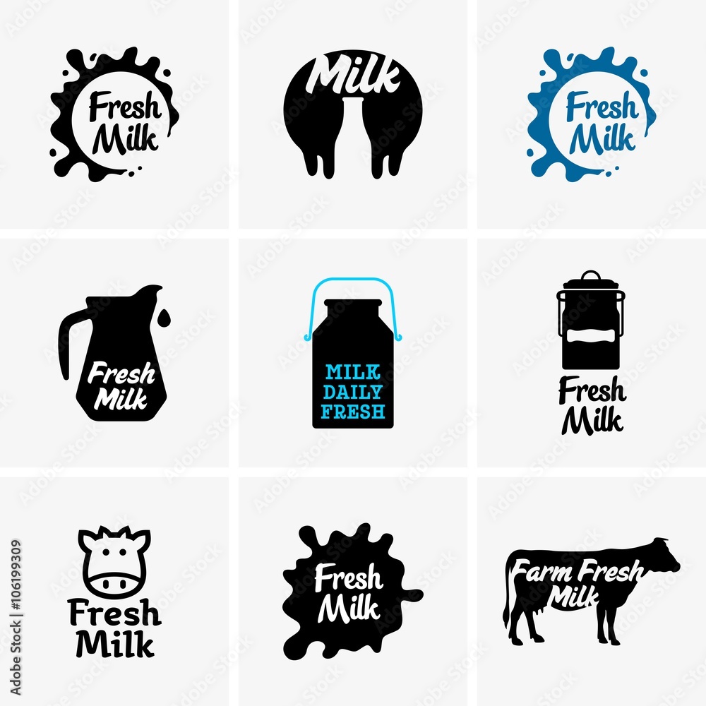 Fresh milk signs Stock Illustration | Adobe Stock