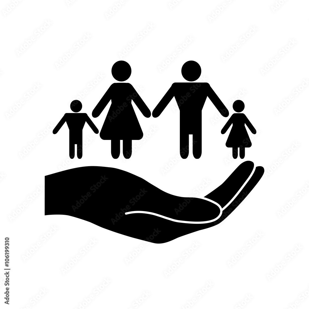 Hand holding a symbol of family. Family protect icon. Stock Vector ...