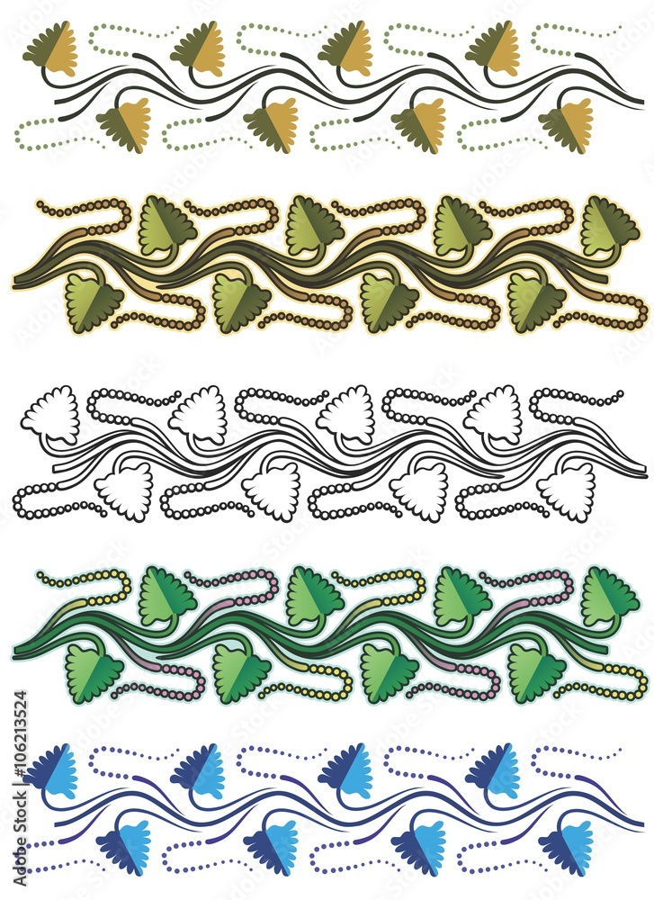 border pattern of leaves and seeds, inspired by Ancient Greek designs ...