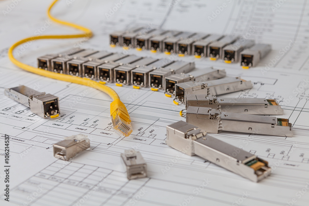Electric gigabit sfp modules for network switch on the blueprint of ...