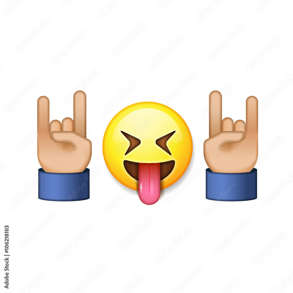 Rock and roll sign, smiling emoji icon Stock Vector | Adobe Stock