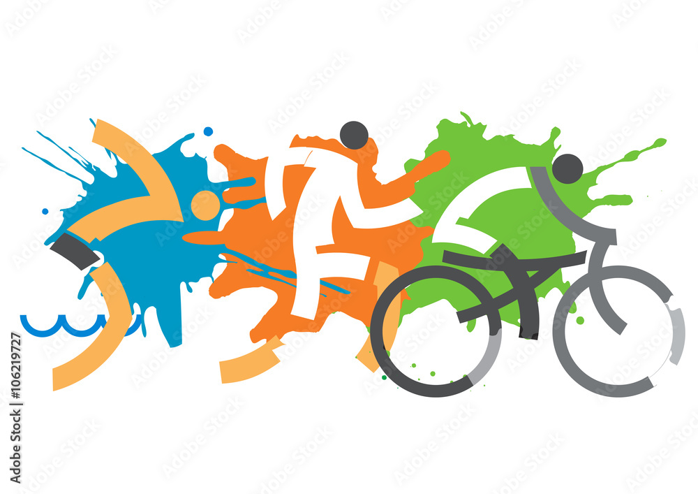 Three Triathlon Racers. Expressive dynamic drawing Three triathlon ...
