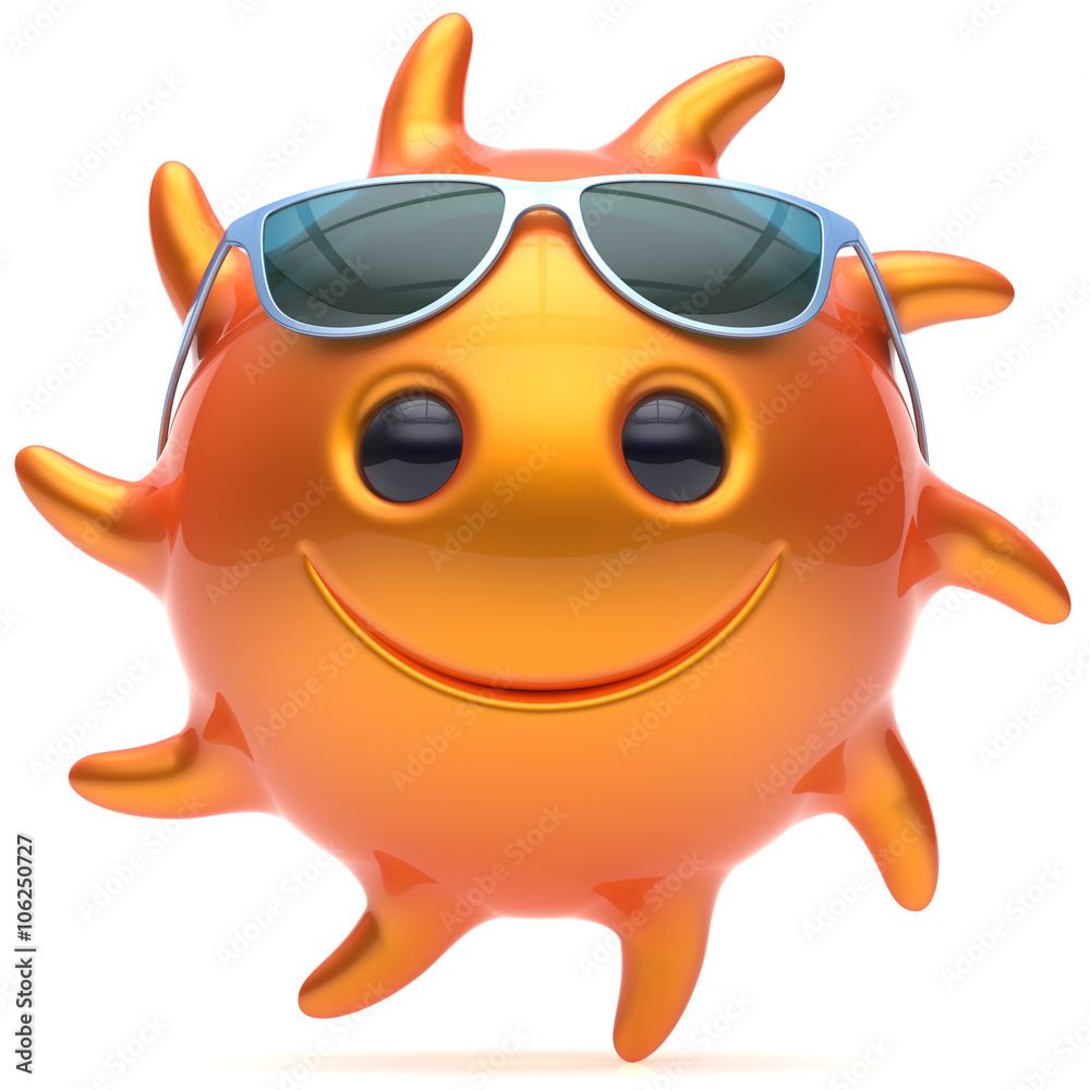 Smiley sun sunglasses face ball cheerful summer smile cartoon emoticon ...