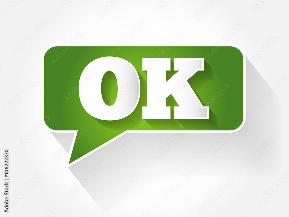 OK text message bubble, flat background concept Stock-Vektorgrafik ...