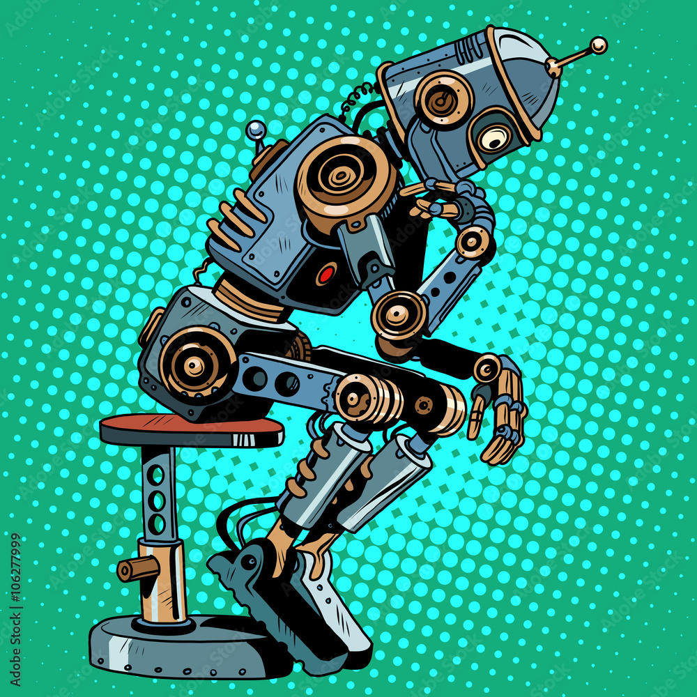 Robot thinker artificial intelligence progress Stock Vector | Adobe Stock