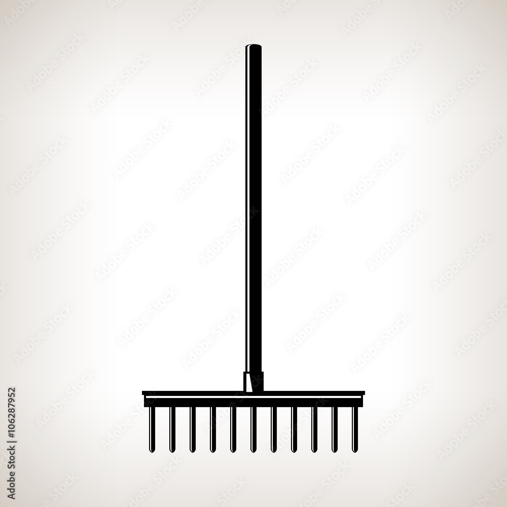 Rake, a Bow Rake for Soil and Rocks , Silhouette Garden Rake on a Light ...
