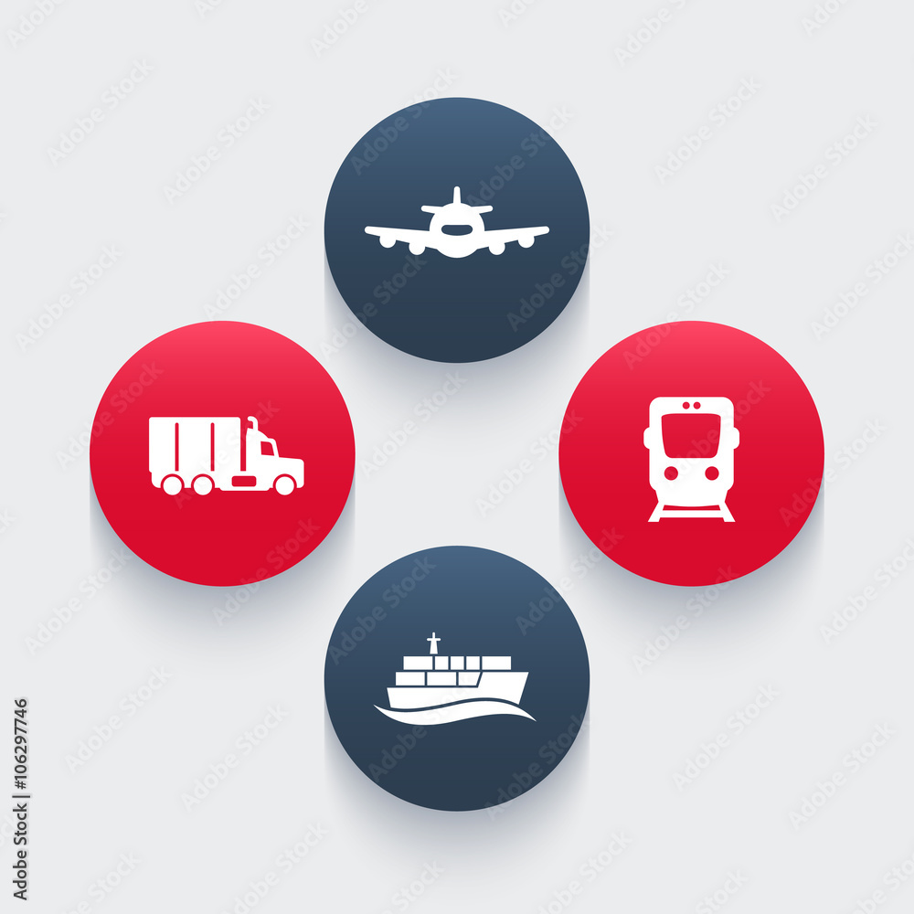 transportation industry icons, cargo train vector, air transport, cargo ...